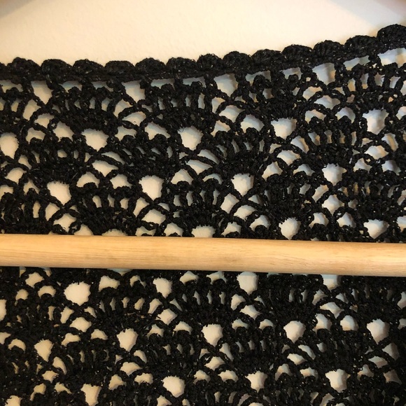 Tops | Black Crochet Long Sleeve Top | Poshmark